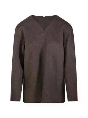 Max Mara V-neck Wool Blouse - Brown