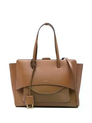 HIDESINS Leather Flap Tote Bag - Brown