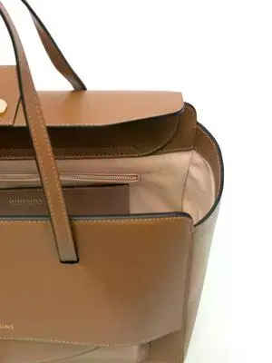 HIDESINS Leather Flap Tote Bag - Brown