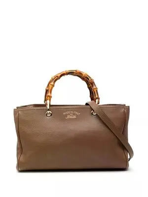 Gucci 2000-2015 Medium Calfskin Bamboo Shopper Satchel - Brown