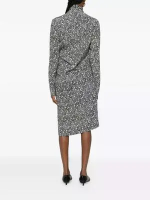 TOTEME Floral Print Twist Dress - Black