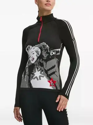 NEWLAND Graphic-print Quarter-zip Sweater