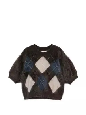 LISA YANG Argyle Knit Top