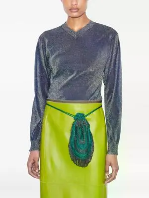 Tory Burch Metallic V-neck Sweater