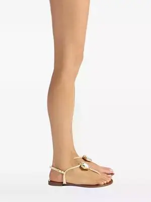 GIUSEPPE ZANOTTI Patrice Crystal Flat Sandals - Neutrals
