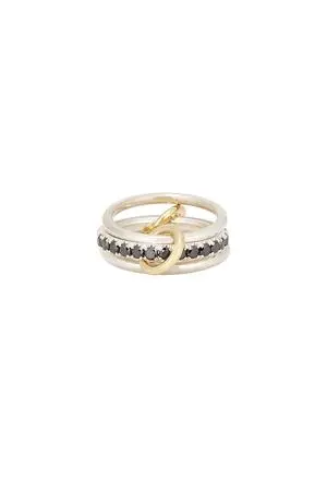 SPINELLI KILCOLLIN Spinelli Kilcollin Petunia Eclipse Ring 18k Yellow Gold, Sterling Silver, White Diamond, & Black Diamond