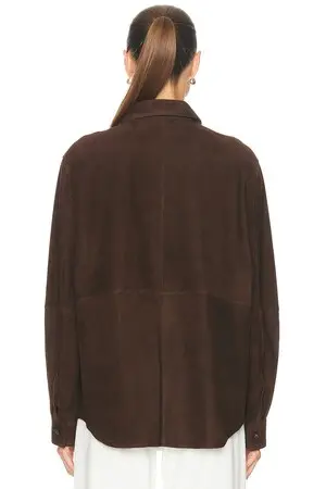 TOTEME Soft Suede Overshirt - Bark