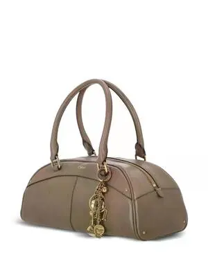 Chloé Leather Shoulder Bag With Logo Charm