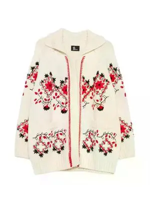 Moncler Floral-detail Cardigan - Neutrals