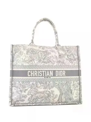 Dior Book Large Tote Bag Embroidered Canvas - Grey