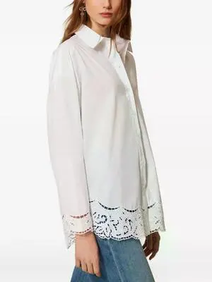 TWINSET Cotton Poplin Shirt With Embroidered Hem And Cuffs