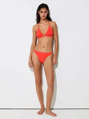 REISS Stud-detail Bikini Bottoms - Coral Orange