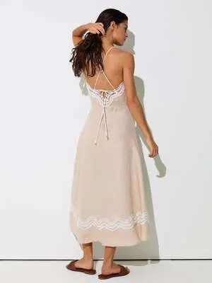 REISS Arla Lace-trimmed Linen Beach Dress