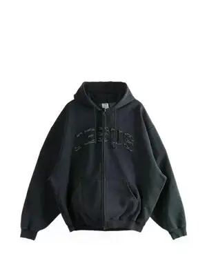 Vetements Zip-up Long Sleeve Hoodie - Black