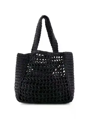 Prada Logo Raffia Small Tote Bag