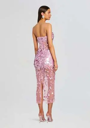 Retrofete Carmin Embellished Tea-length Dress