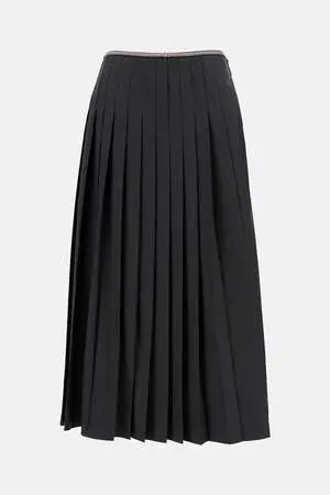 Thom Browne Midi Pleated Skirt Grey