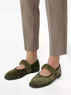 FLABELUS Mafalda Ruched-strap Ballet Flats - Green