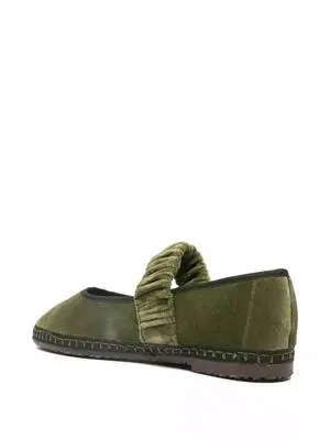 FLABELUS Mafalda Ruched-strap Ballet Flats - Green