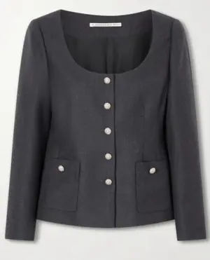 Alessandra Rich Embellished Wool-flannel Jacket - Dark Gray