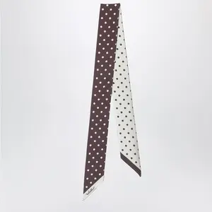Valentino Garavani Brown Scarf With Butter-colored Polka Dots - Multicolor