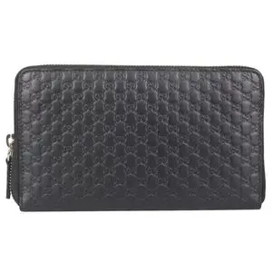 Gucci Zip Around Wallet Microssima - Black
