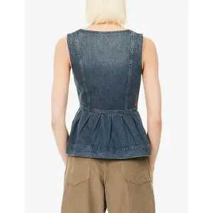 DAMSON MADDER Mitzie Embroidered Denim Top