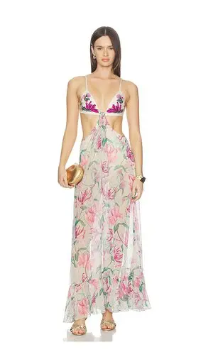 PatBO Honey Flower Embroidered Beach Dress - Ivory