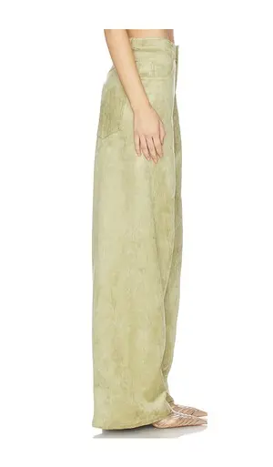 Alexis Rustikan Faux Suede Wide Leg Trousers - Sage