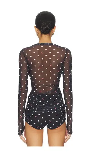 AFRM Kaylee Mesh Top With Cherry Print