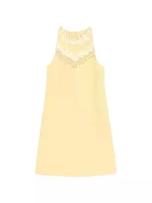 Valentino Garavani Rhinestone-embroidered Bow-detail Mini Dress - Yellow