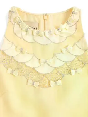 Valentino Garavani Rhinestone-embroidered Bow-detail Mini Dress - Yellow