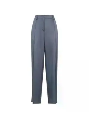 Giorgio Armani Pleated Wide-leg Silk Trousers - Grey