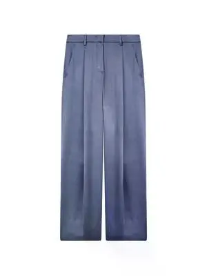 Giorgio Armani Pleated Wide-leg Silk Trousers - Grey