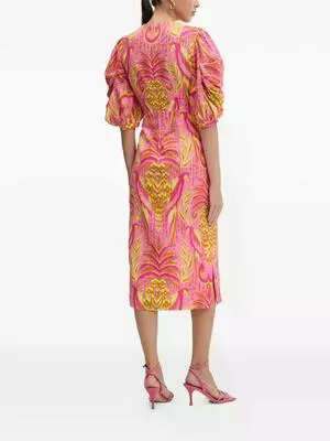 Farm Rio Printed Puff-sleeve Midi Dress