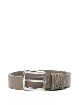 Peserico Textured-leather Buckle Belt - Neutrals