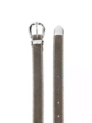 Peserico Stud-embellished Suede Belt - Grey