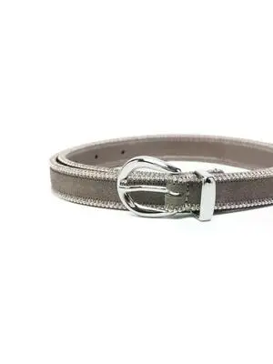 Peserico Stud-embellished Suede Belt - Grey