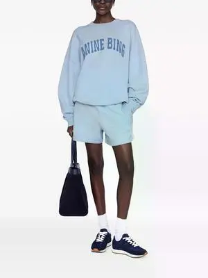 ANINE BING Framed Monogram Shorts - Blue