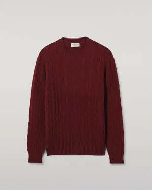 Johnstons Of Elgin Calder Dark Cable Cashmere Jumper - Red