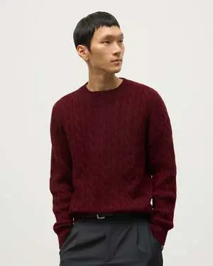Johnstons Of Elgin Calder Dark Cable Cashmere Jumper - Red