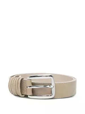 Peserico Textured-leather Belt With Buckle - Neutrals