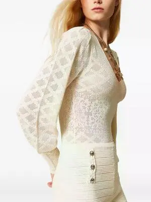 TWINSET Knit Floral Bodysuit