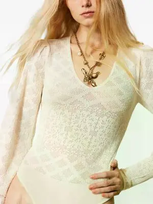 TWINSET Knit Floral Bodysuit