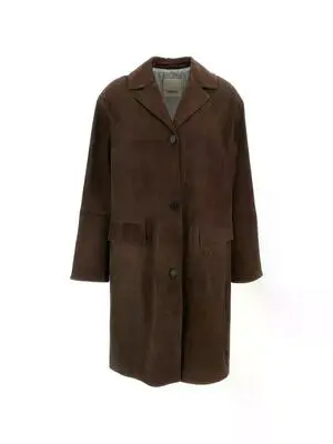 Max Mara Ortensia Lapel-collar Suede Coat