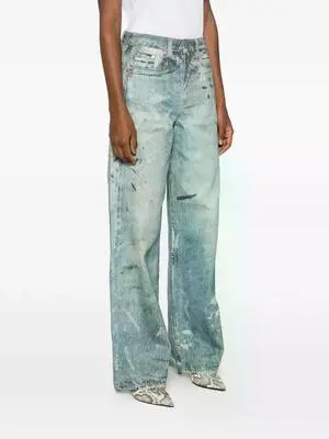 GESTUZ Printed Straight Leg Jeans