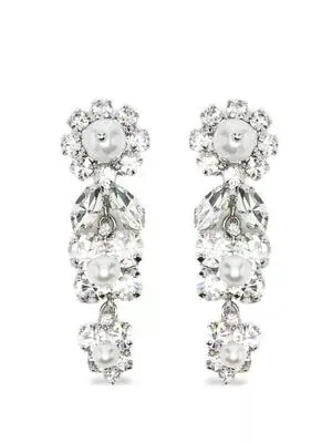 Simone Rocha Daisy-motif Crystal Drop Earrings - Silver