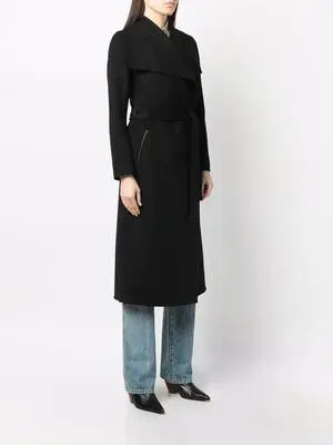 Mackage Draped Belted Wool Coat - Black