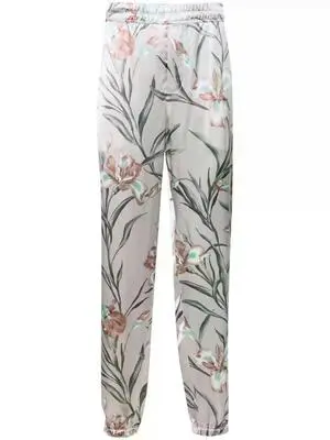 Saint Laurent Floral-print Tapered Trousers - Grey