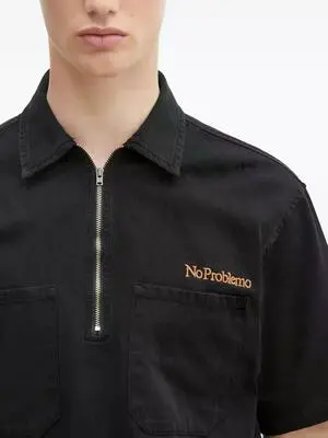 Aries Logo-embroidered Polo Shirt - Black